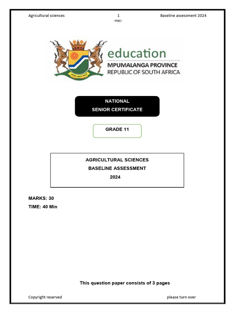 Grade 11 Baseline Assessment 2024 | PDF | Soil | Earth Sciences