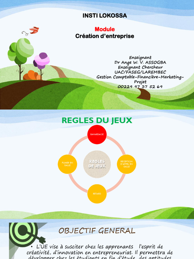 Insti Lokossa : Création d'Entreprise | PDF | Entrepreneuriat | Business