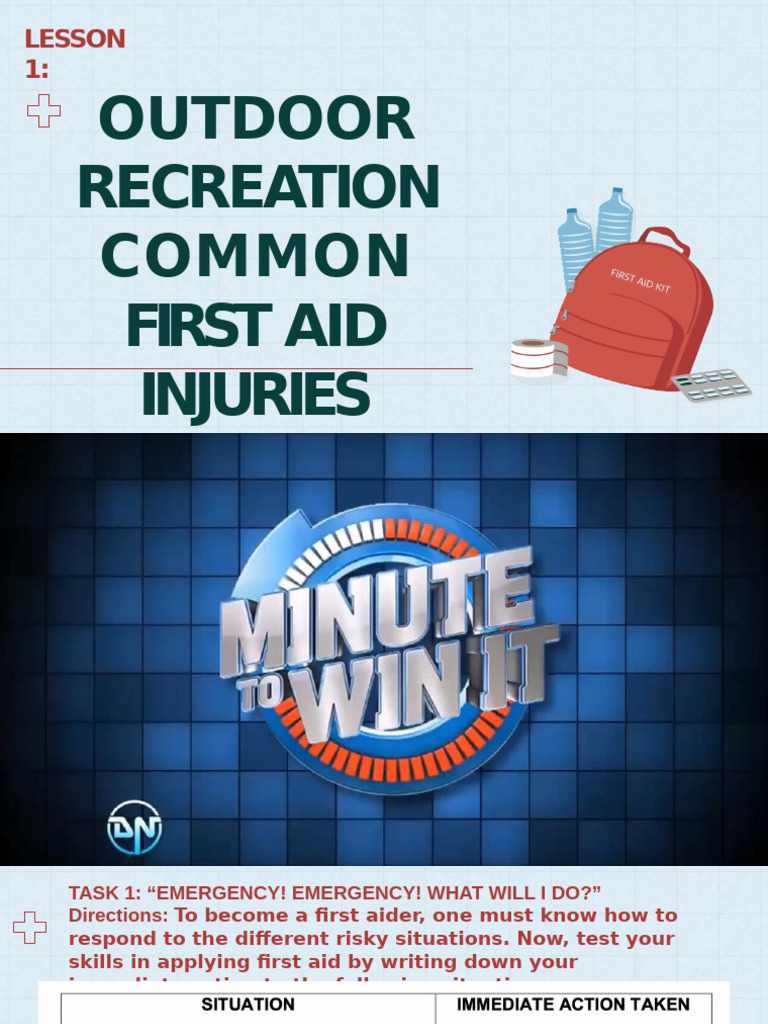 LESSON 1- OUTDOOR RECREATION FIRST AID INJURIES - Copy | PDF | First ...