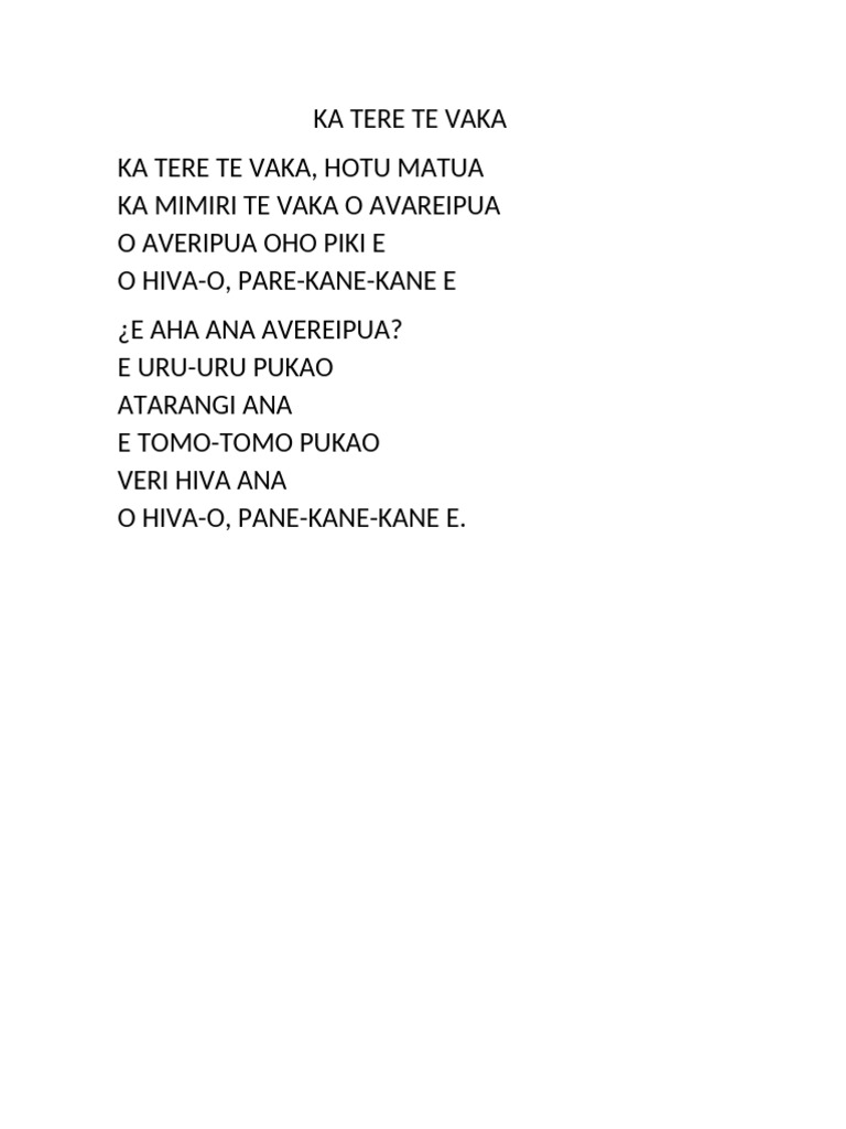 Ka Tere Te Vaka | PDF