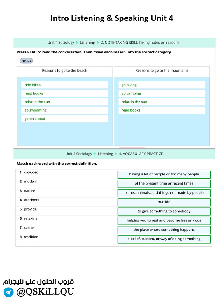 intro H.W listening unit4(1) | PDF