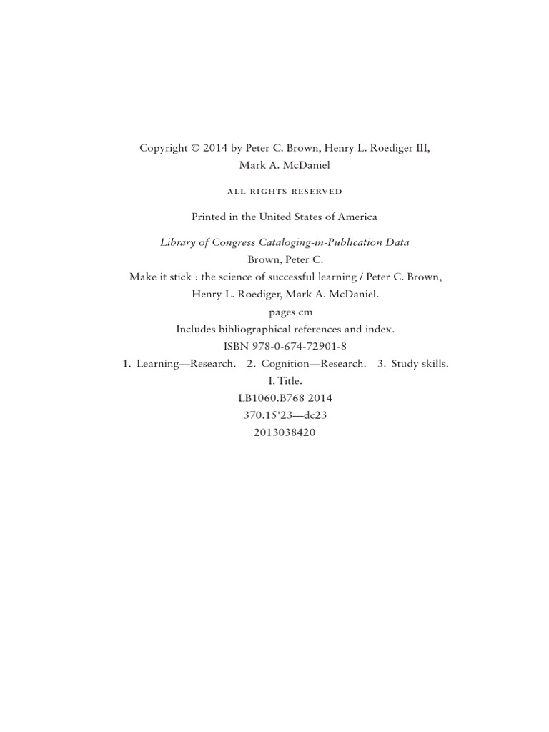 Make It Stick: Science of Learning | PDF