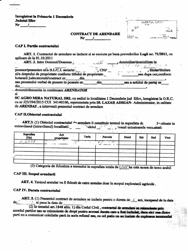 Contract de Arendare - Model | PDF