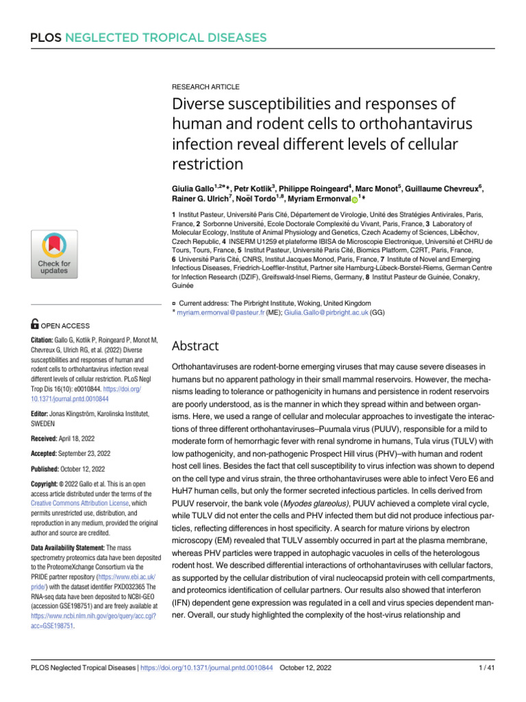 Diverse Susceptibilities and Responses of Human and Rodent Cells To ...