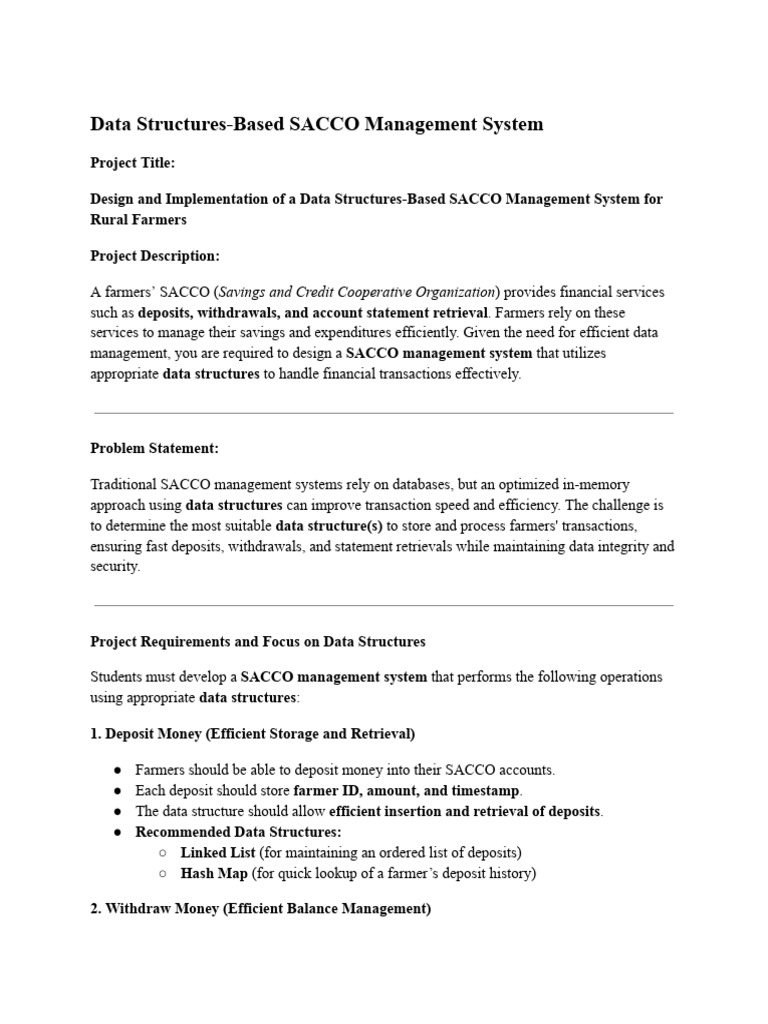 Data Structures-Based SACCO Management System | PDF | Data Structure ...
