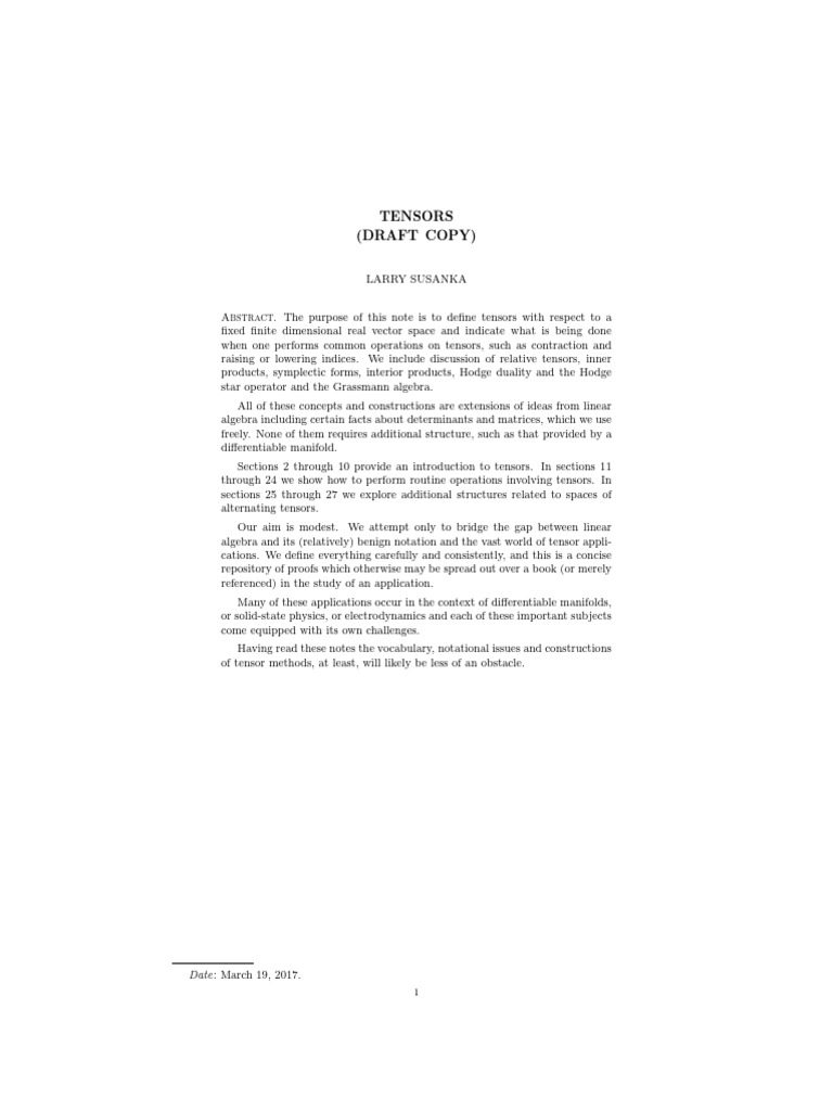 Tensors.(Susanka) | PDF | Tensor | Matrix (Mathematics)