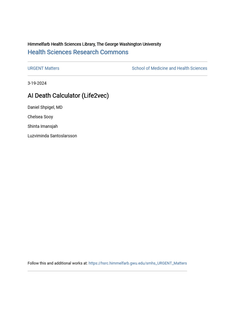 AI Death Calculator (Life2vec) | PDF | Health Equity | Machine Learning