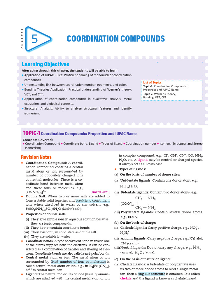 Class 12 Chemistry Neet Study Maerials 5. Coordination Compounds | PDF ...