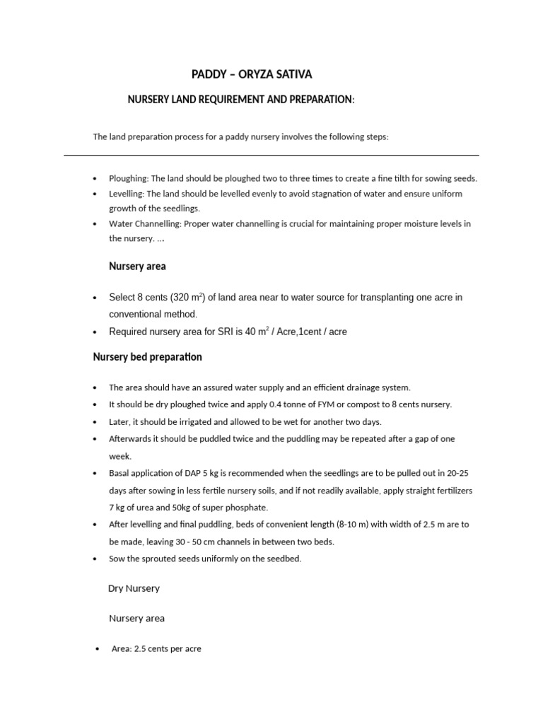 Paddy Nursery Management Guide | PDF | Plant Nursery | Sowing