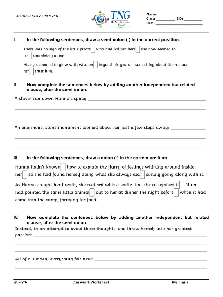 Day-2 Worksheet_Colon & Semi-Colon | PDF