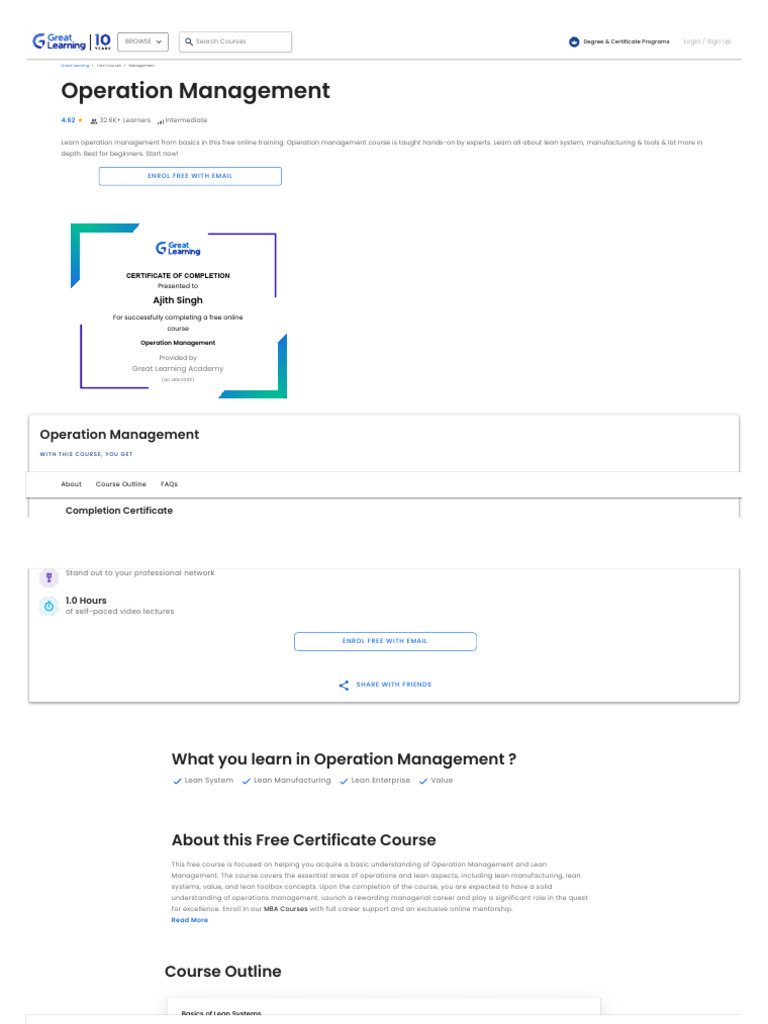 Free Operation Management Course With Certificate For Beginners | PDF ...