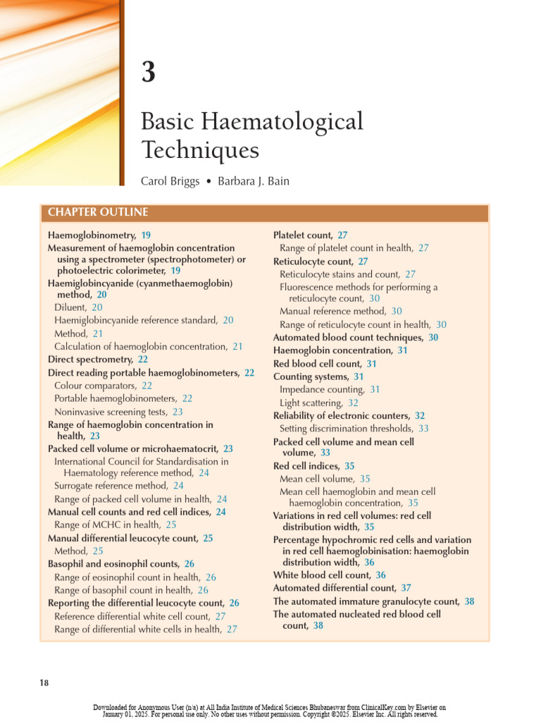 3.Basic Haematological Techniques | PDF | Tissue (Biology) | Hematology