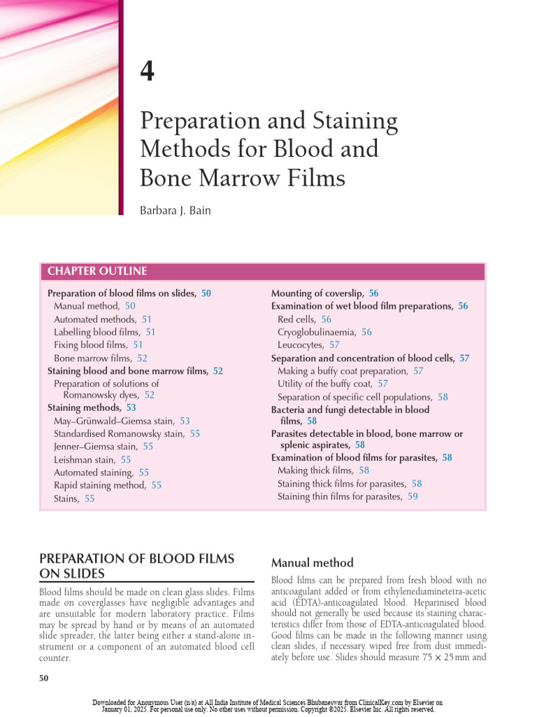 4.preparation and Staining Methods For Blood and Bone Marrow Films | PDF | Staining | White ...