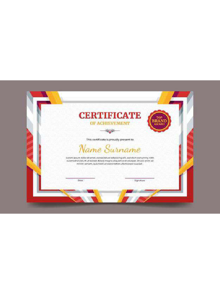 Red Certificate Template With Flat Design Style Free Vector | PDF