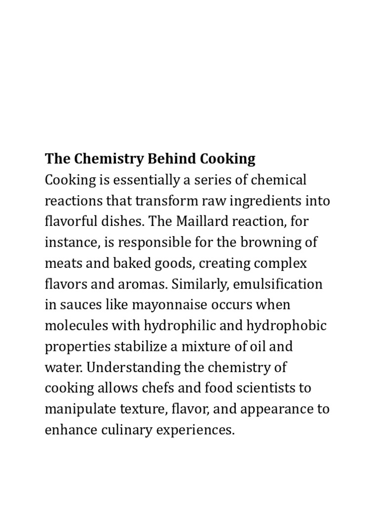 Chemistry in Cooking Explained | PDF