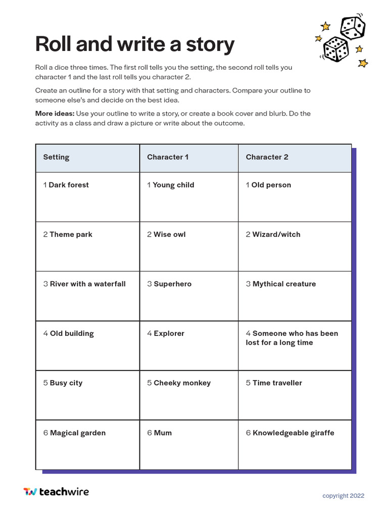 Roll and Write A Story | PDF