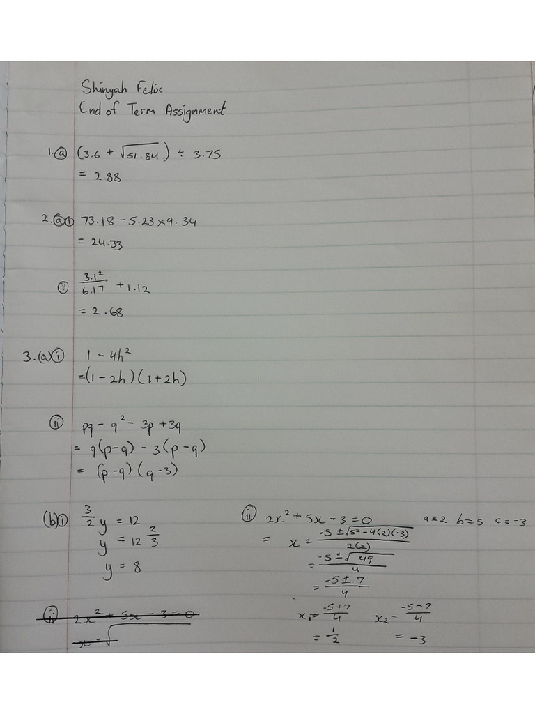 Maths EOT Assignment | PDF