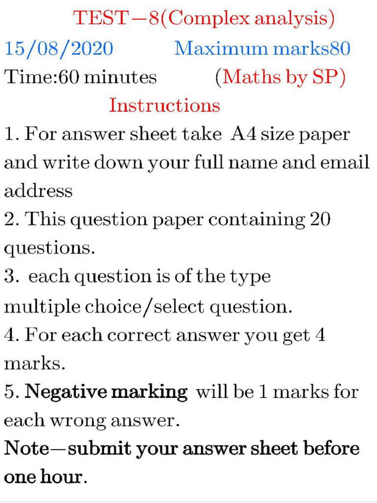 Math by SP Test 8 CA | PDF