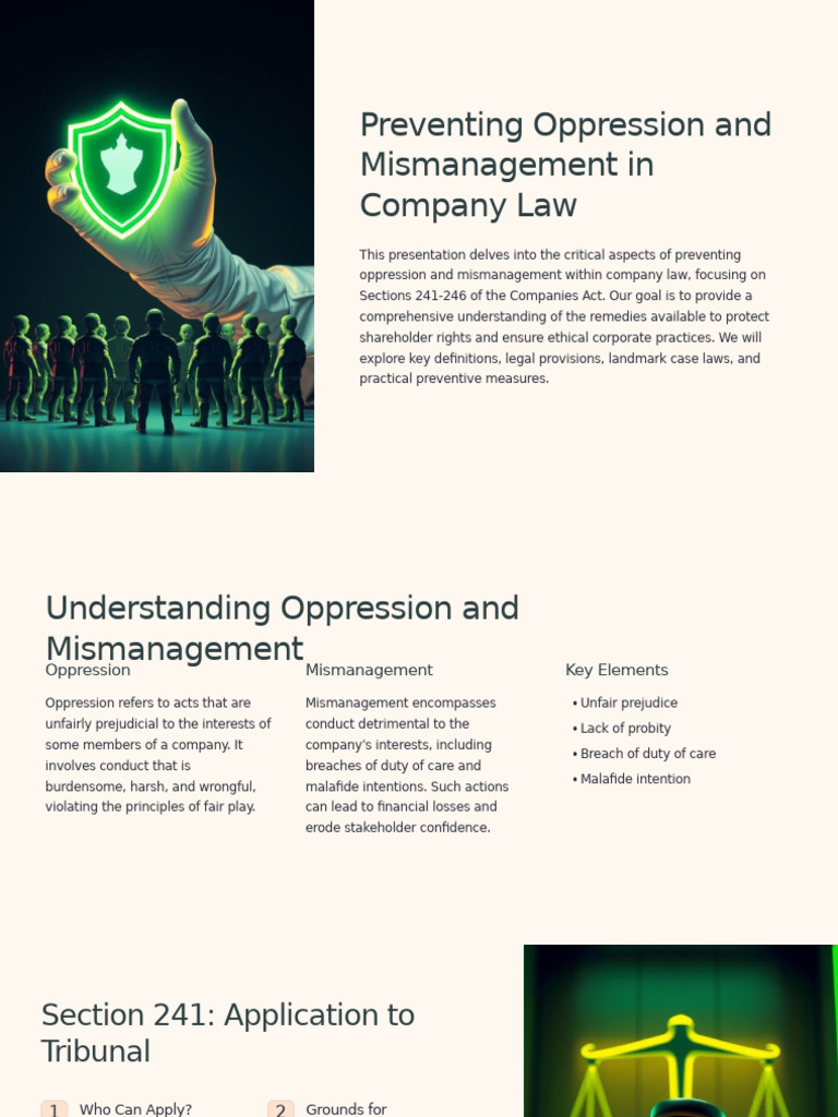 Preventing Oppression in Company Law | PDF | Audit | Governance