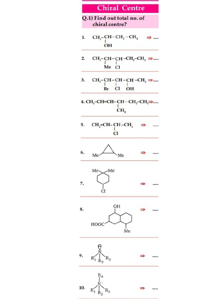 Chiral Carbon Problmes Organic | PDF