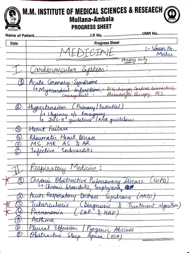 Patient Progress Sheet Overview | PDF | Medical Specialties | Clinical ...