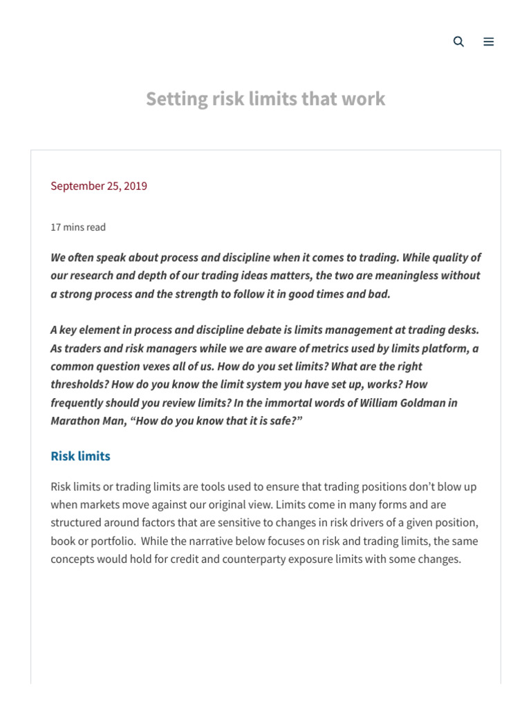 Setting Effective Trading Risk Limits | PDF | Bonds (Finance) | Risk