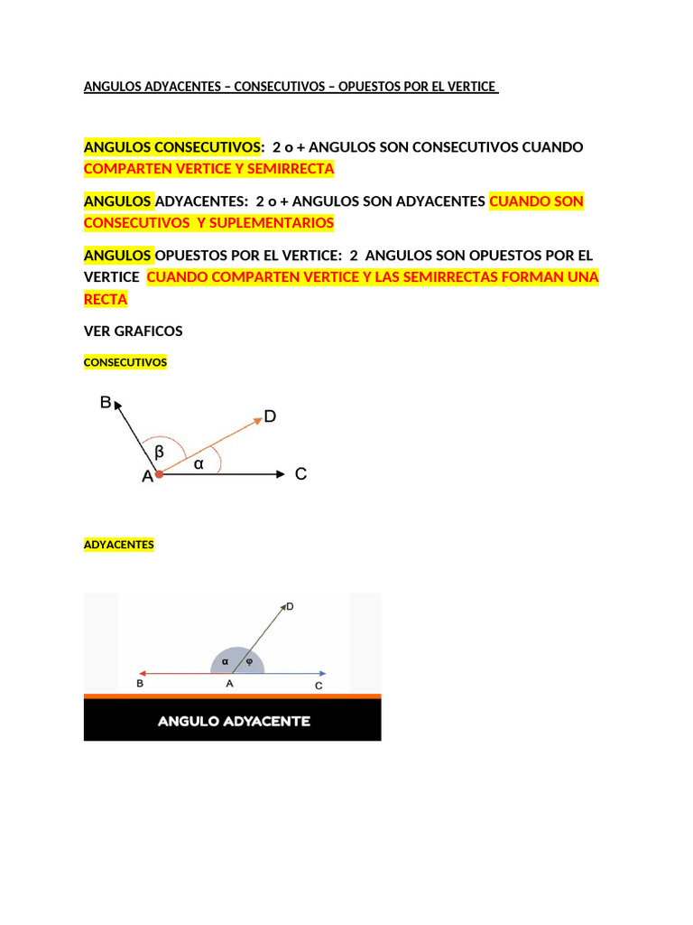 Angulos Adyacentes - Consecutivos - Opuestos1 | PDF
