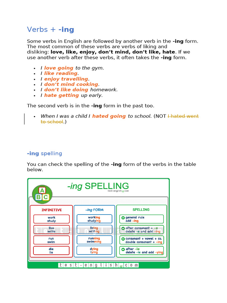 Verbs + To + Infinitive and Verbs + - Ing | PDF | Grammar | Syntax