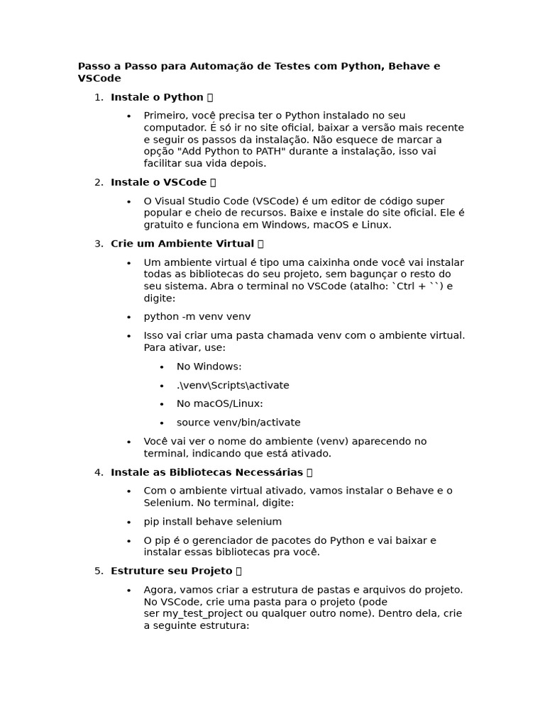 Passo A Passo para Automação de Testes Com Python | PDF | Python ...