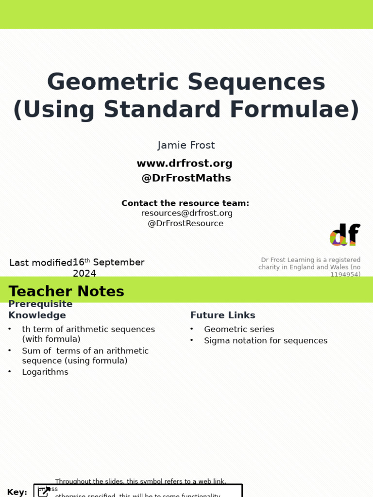 Geometric Sequences (Using Standard Formulae) - Lesson3 | PDF ...