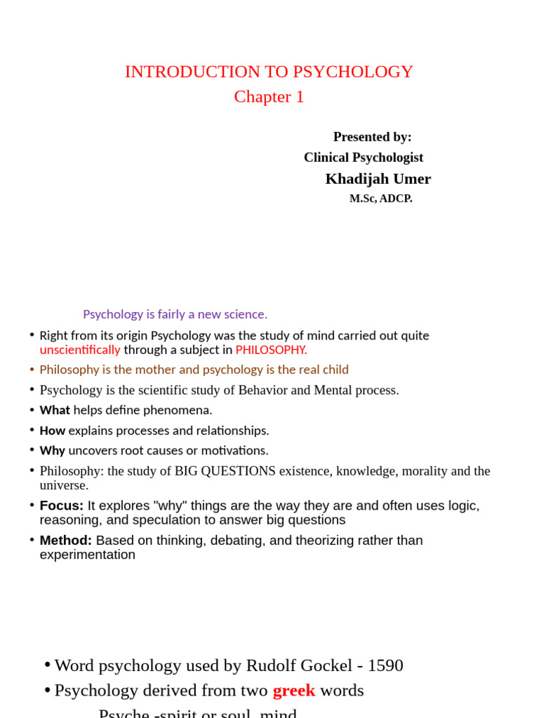 Introduction To Psychology Chap 1 | PDF | Psychology | Mind