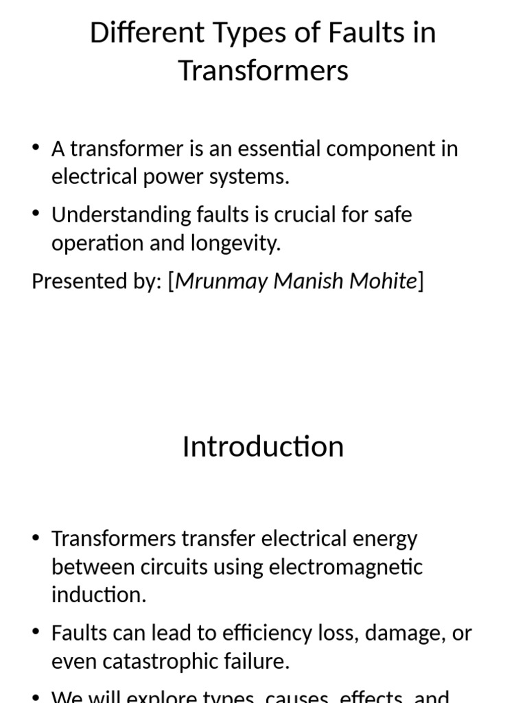Types of Transformer Faults Explained | PDF | Transformer | Insulator ...