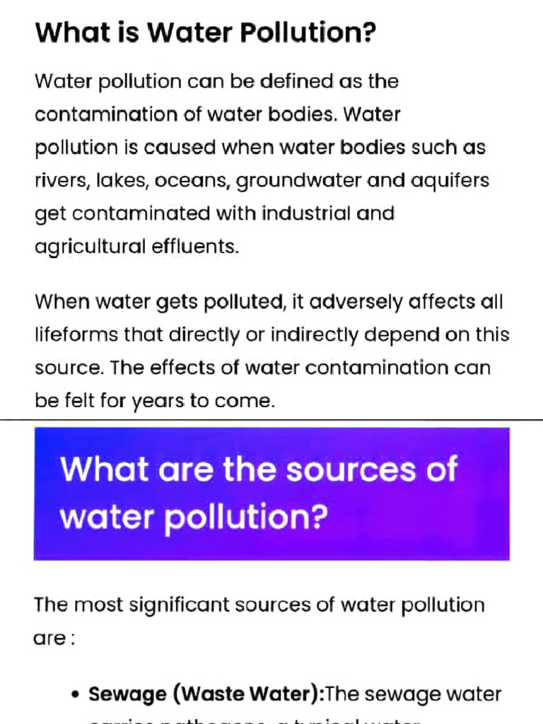 Water Pollution Class VI | PDF | Water Pollution | Pollution