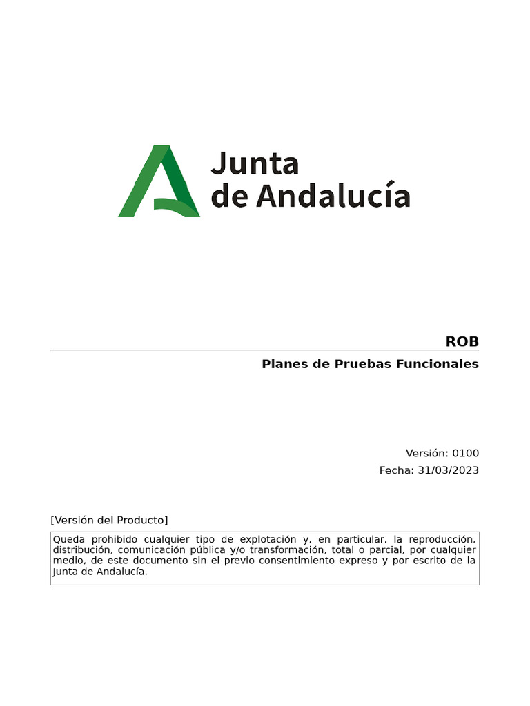 PPF ROB Plan Pruebas Funcionales | PDF | Informática | Ingeniería de software