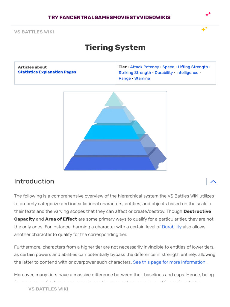 Tiering System - VS Battles Wiki - Fandom | PDF | Universe | Infinity