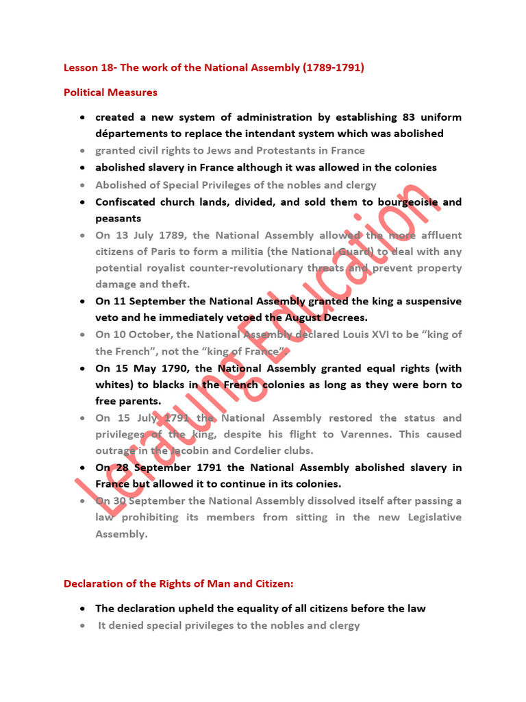 Lesson 18 The Work of The National Assembly | PDF | Government | Justice