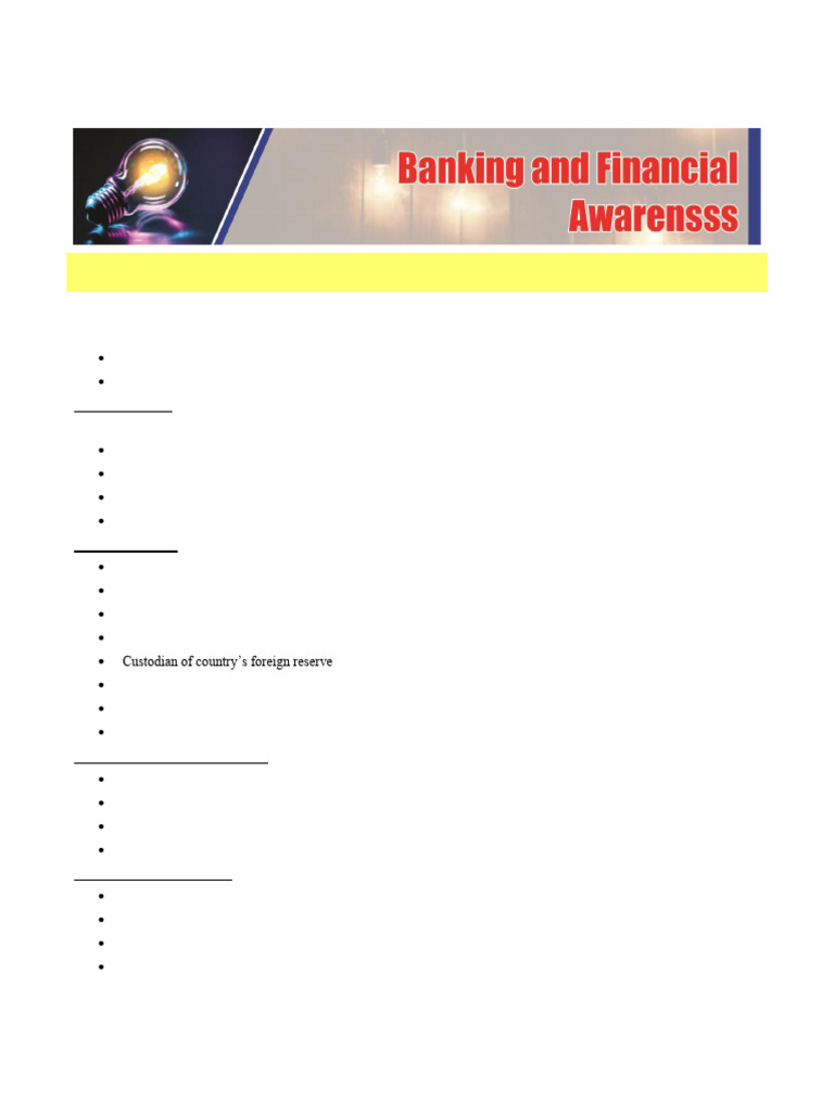 Banking Awareness | PDF | Derivative (Finance) | Reserve Bank Of India