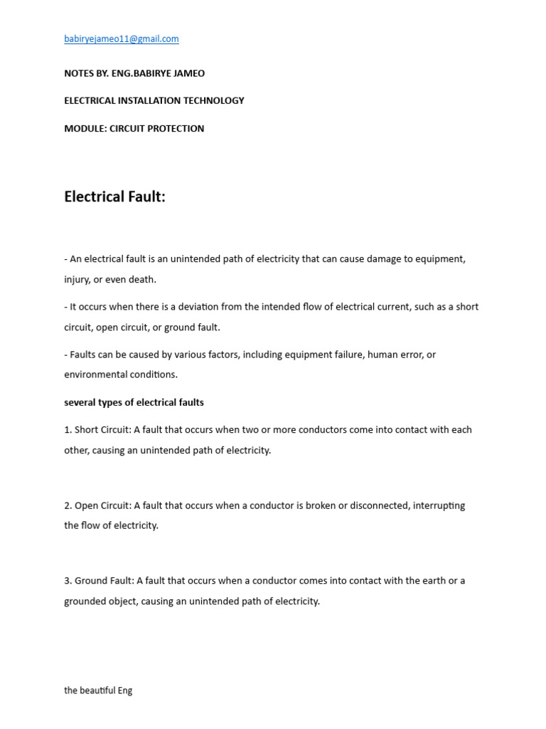 Electrical Faults and Protection Guide | PDF | Fuse (Electrical ...