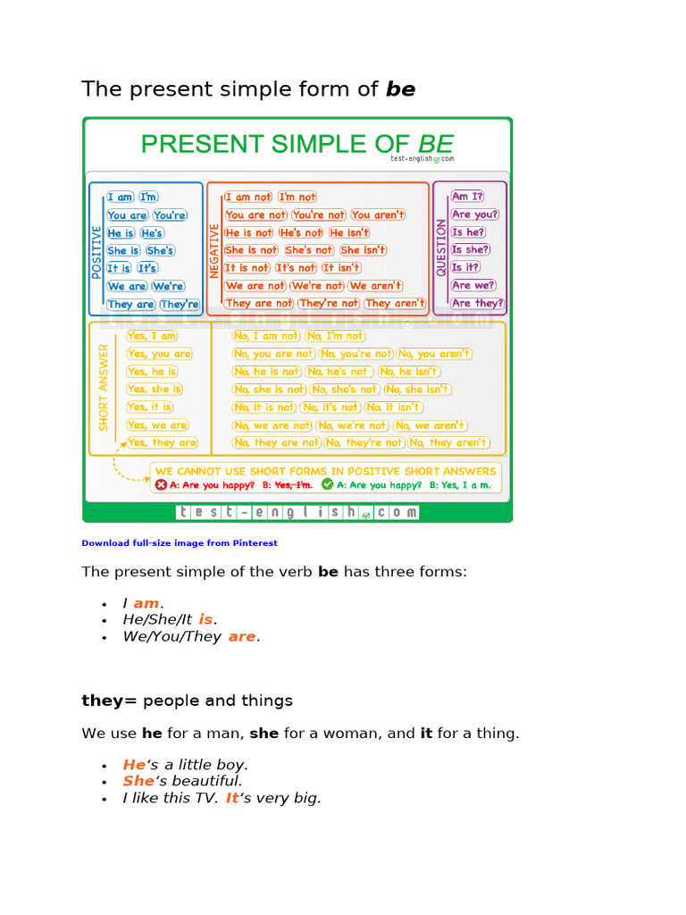 Present simple forms of ‘to be’ | PDF | Linguistic Typology | Linguistics