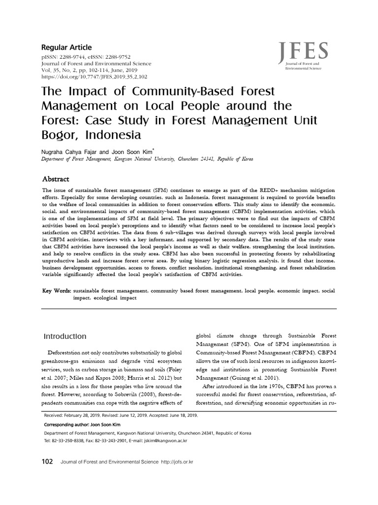The Impact of Community-Based Forest Management On Local People Around The Forest - Case Study ...