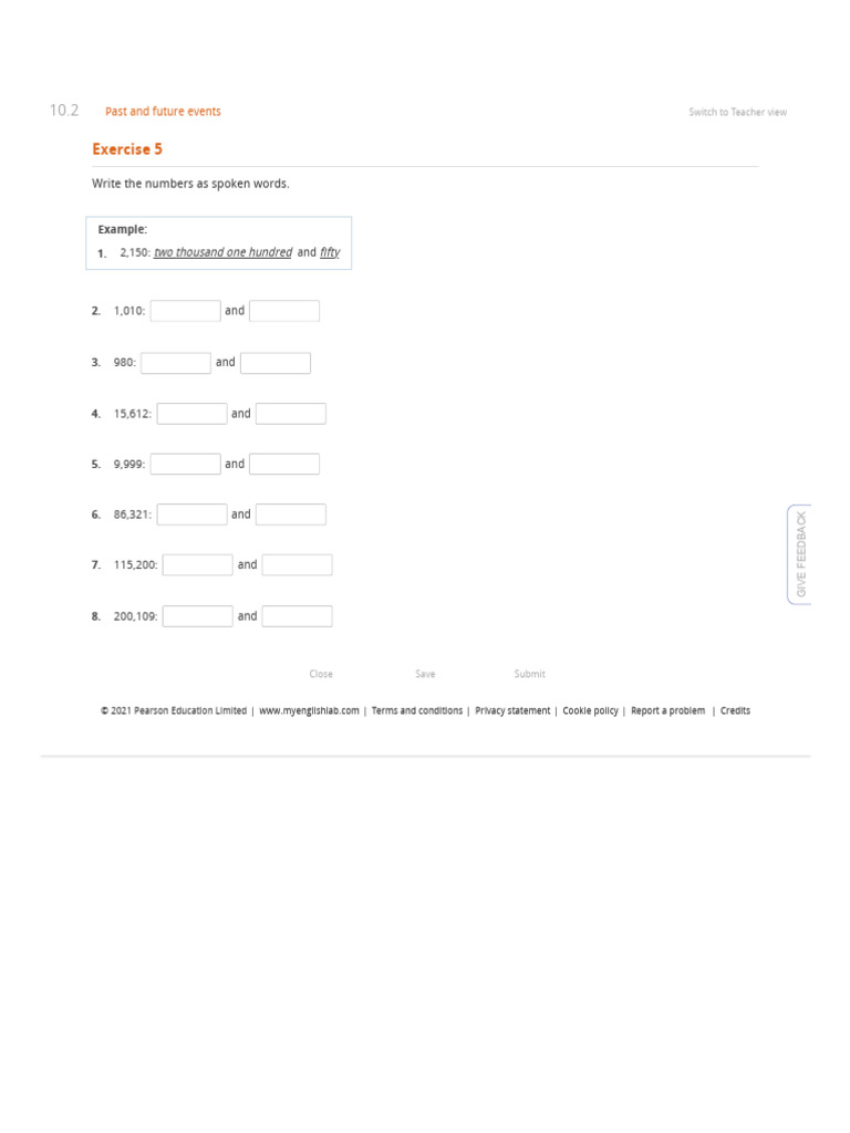 Large Numbers - Ex. 5 (Unit 10) | PDF