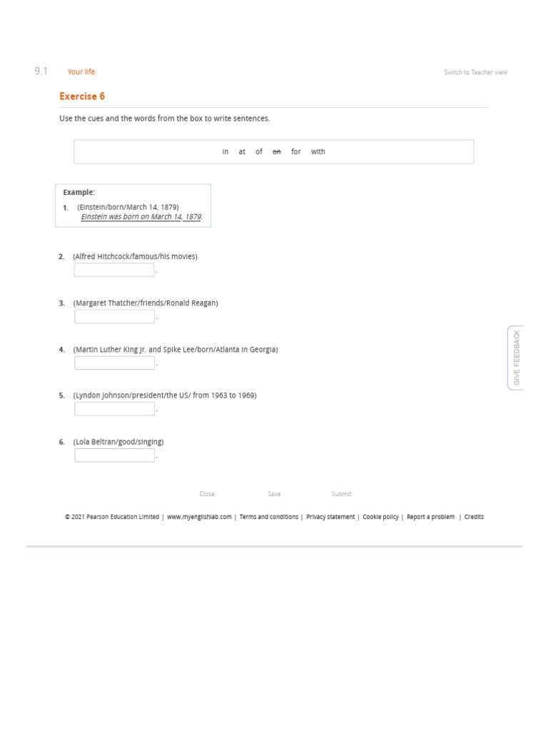 Adjectives + Prep. - Ex. 6 (Unit 9) | PDF