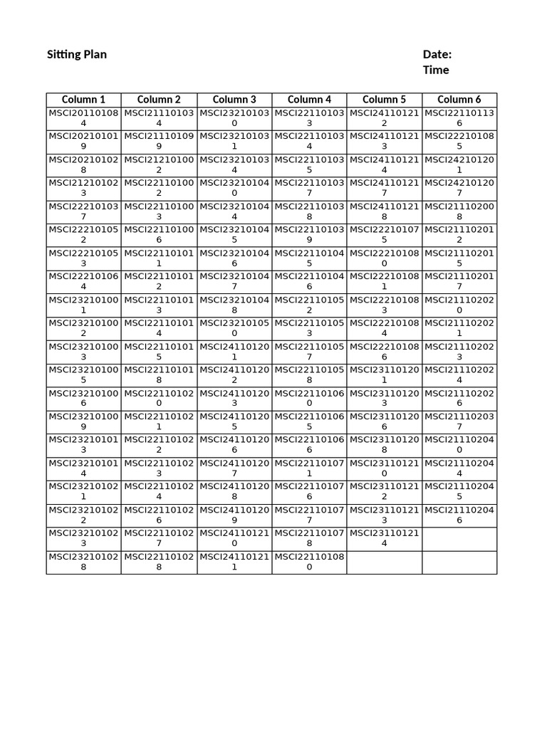 Detailed Sitting Plan Overview | PDF