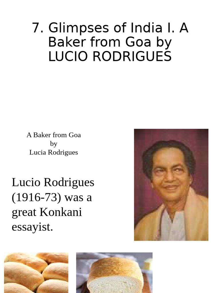 Glimpses of India I. A Baker From Goa by LUCIO RODRIGUES | PDF