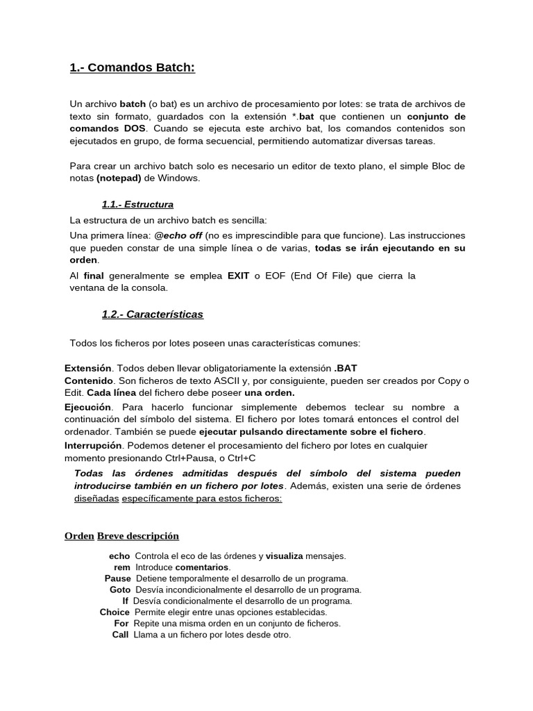 Introducción a archivos Batch (.bat) | PDF | Informática | Software
