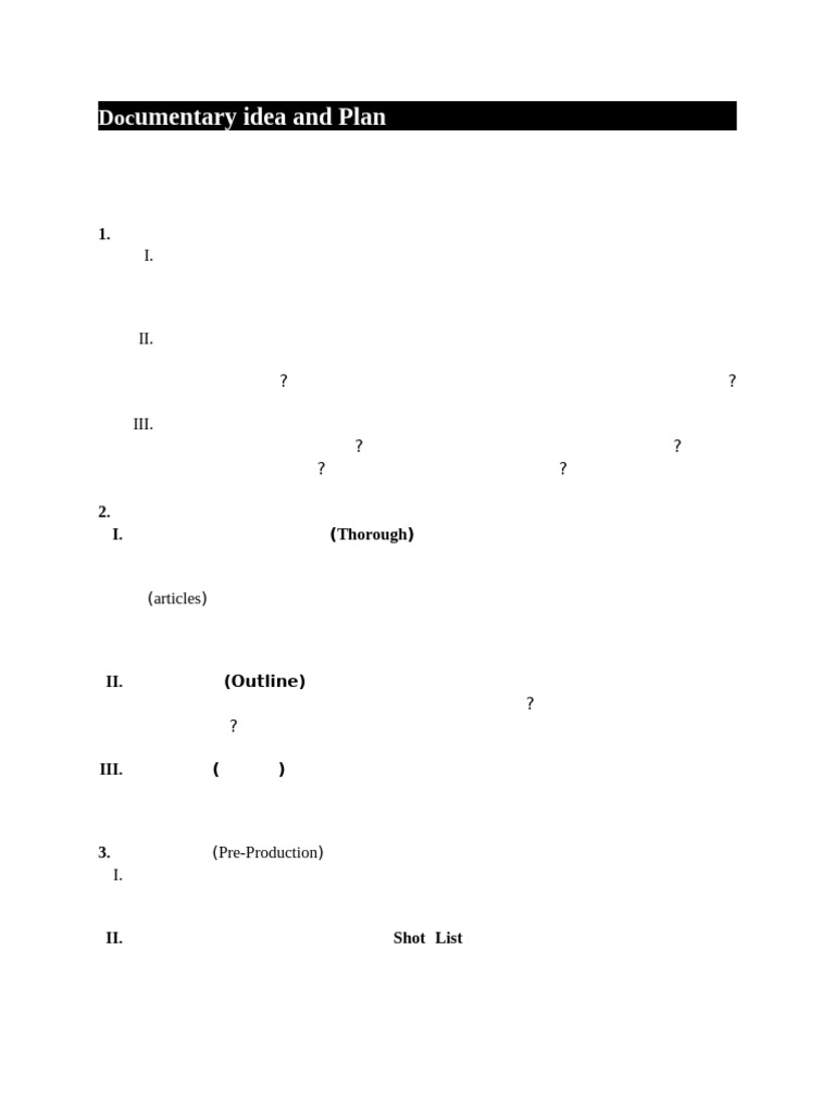 Documentary Idea and Questions | PDF