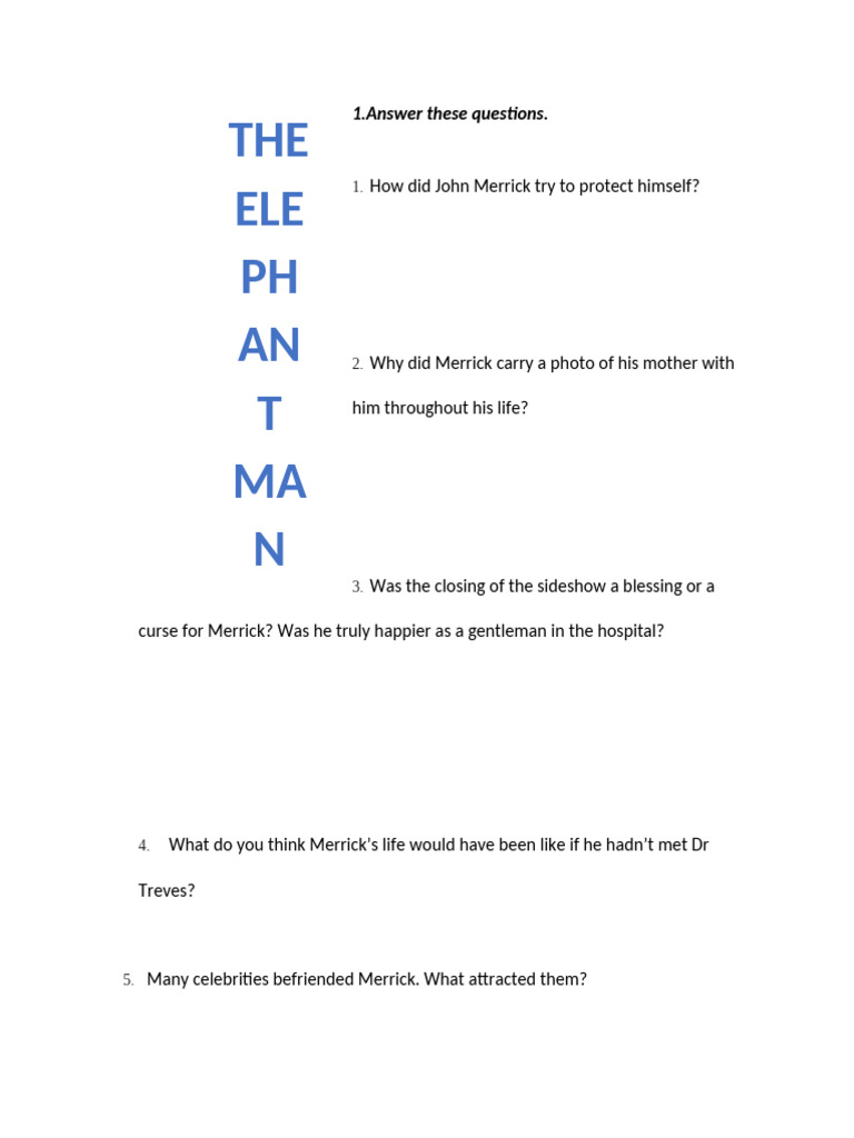The Elephant Man Task | PDF
