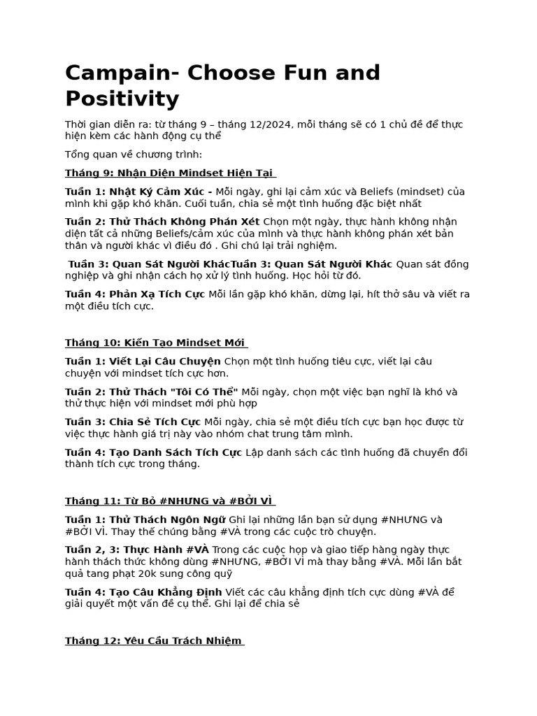Triển khai campain Choose fun and positivity | PDF