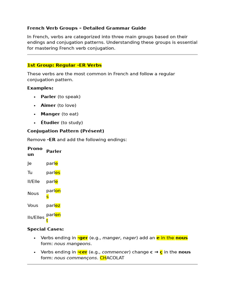 Understanding French Verb Groups | PDF | Syntax | Language Mechanics