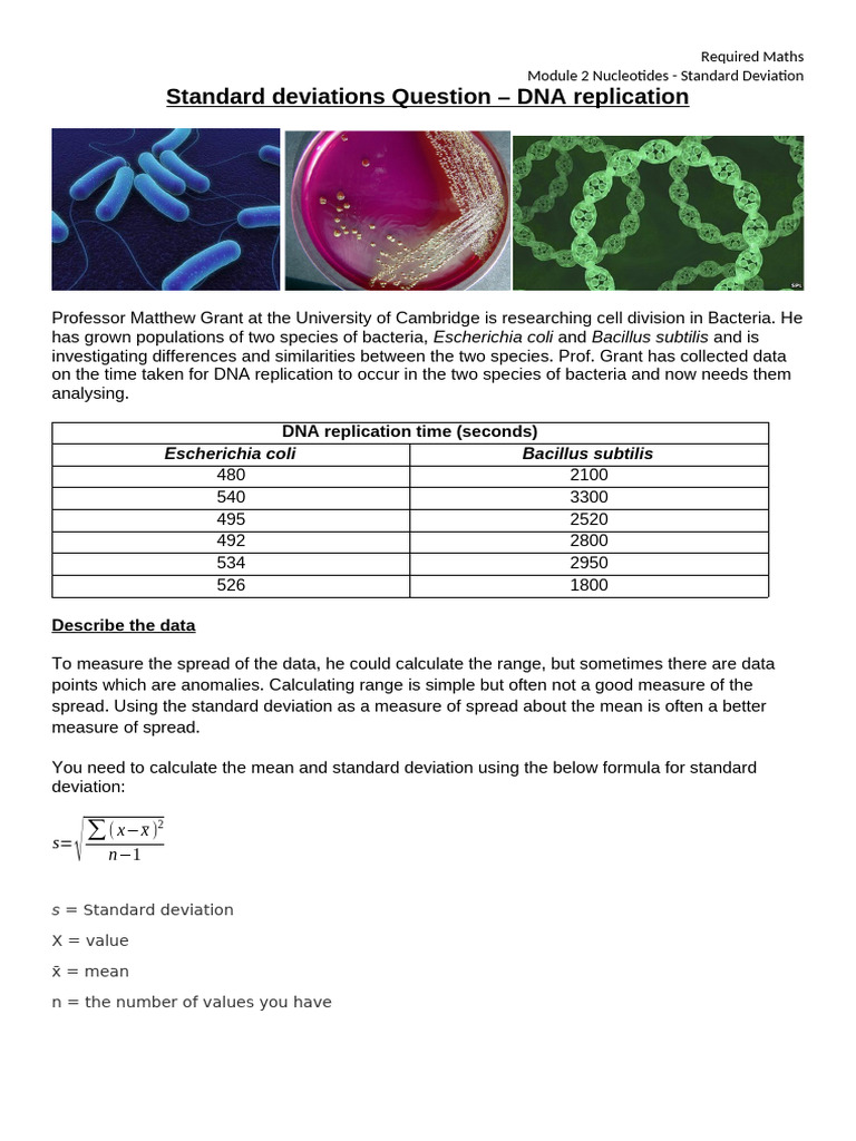 Standard Deviation in DNA Replication Data | PDF | Standard Deviation ...